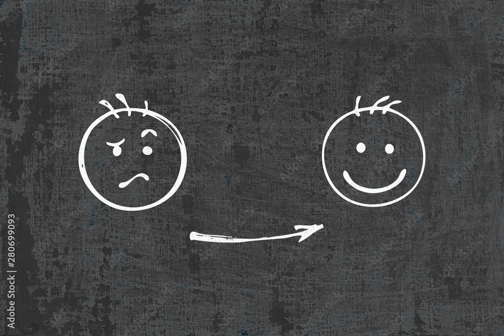 Sad and happy smiley. Sadness is the new happiness. Stock Illustration ...