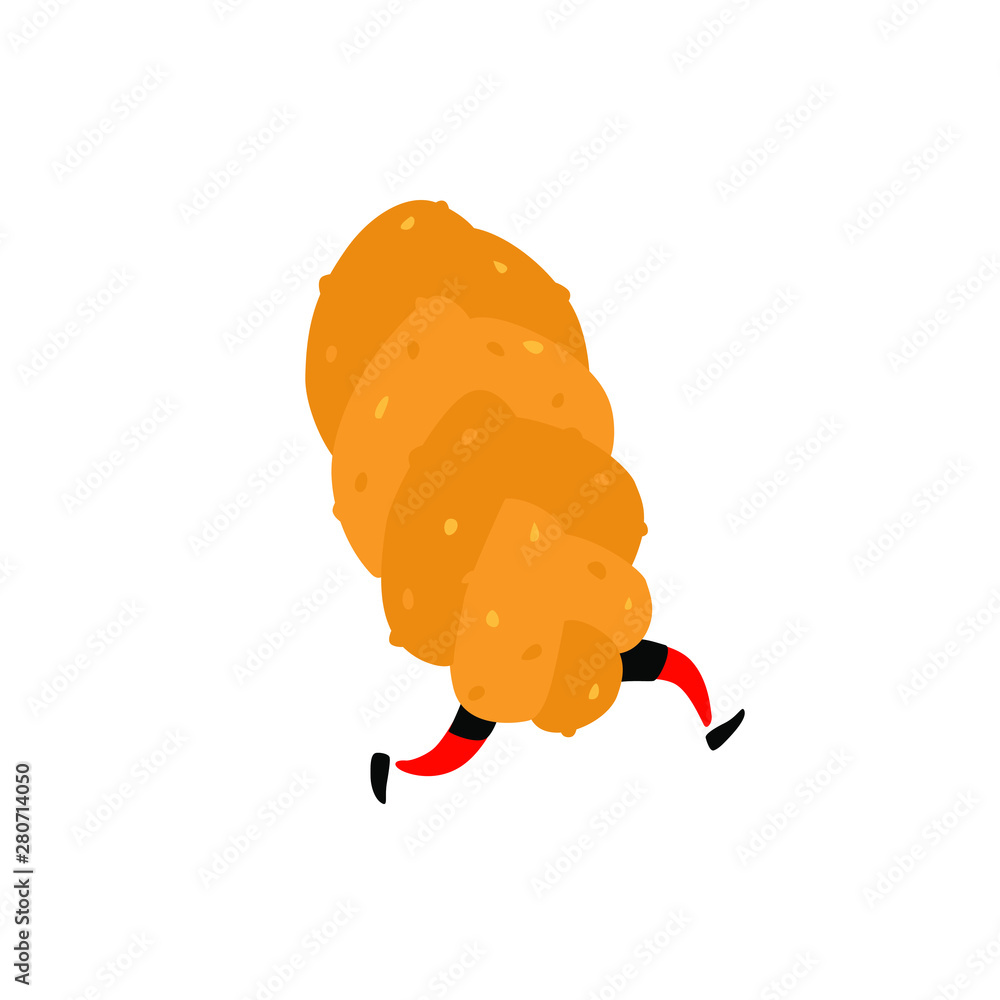 Illustration of a running character. Bread grain bread. Vector. Running ...