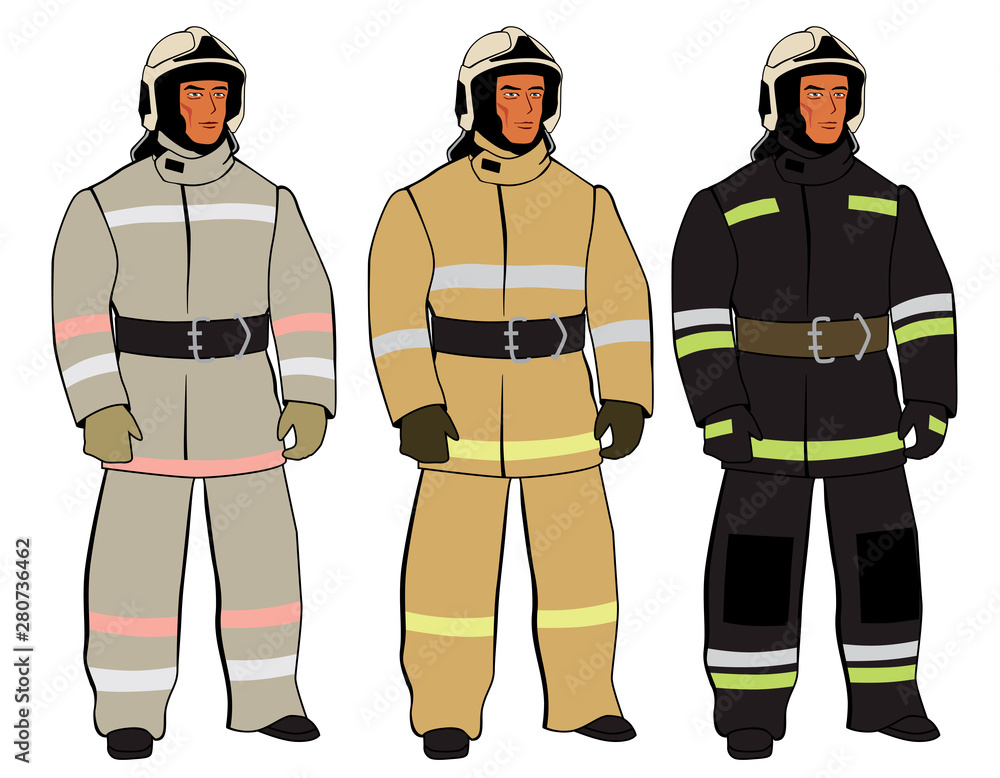 Russian firefighter. A full-length figure. Form options. Vector full ...