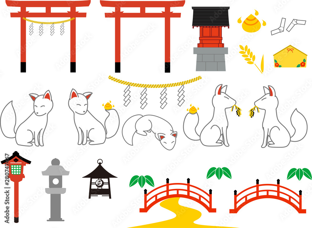 神社イラスト_2 Stock Illustration | Adobe Stock