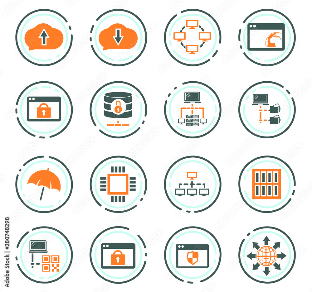 Hosting provider icons set Stock Vector | Adobe Stock