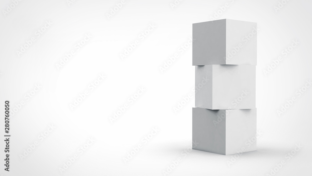 3d cube box render on isolated background for product package design ...