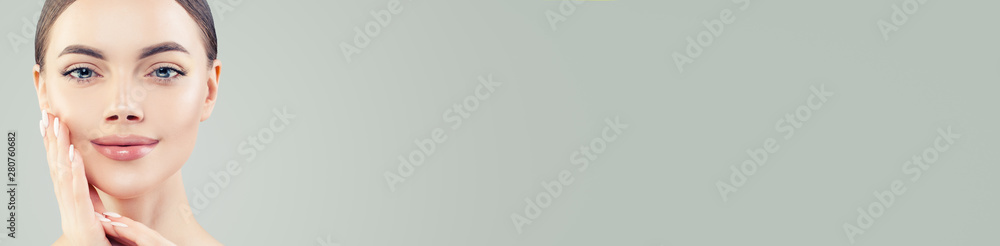 Beautiful female face. Healthy model with clear skin. Skincare and ...