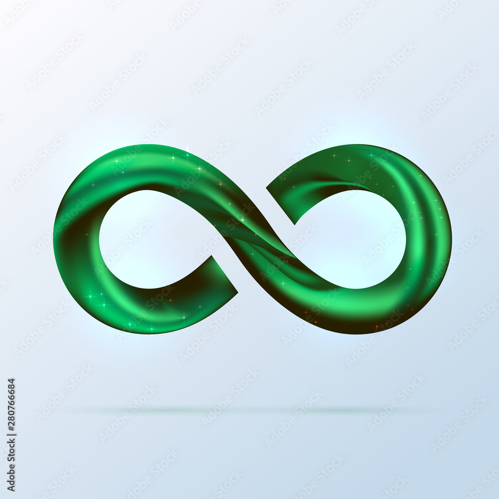 Green fusion swoosh ribbon infinity symbol background with shades ...