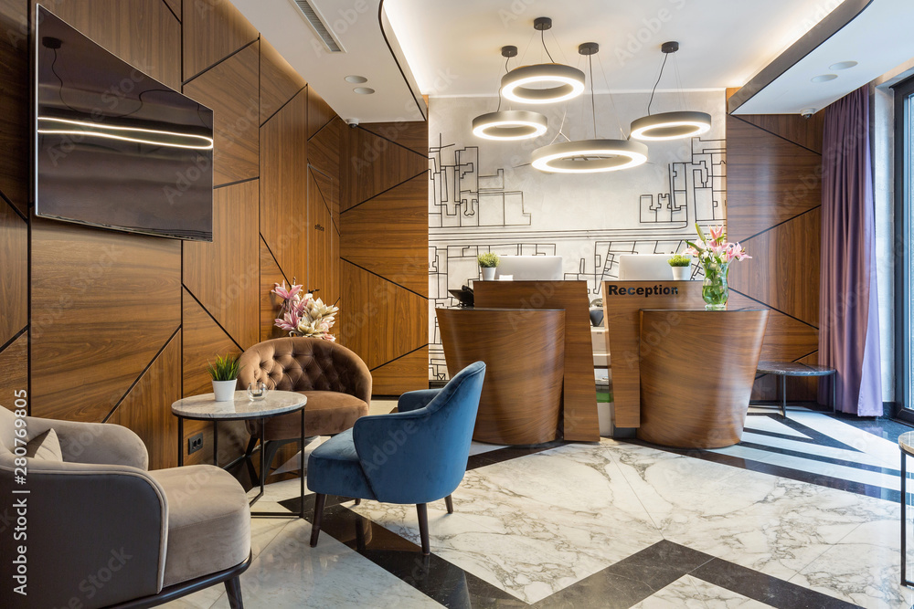 Interior of a modern luxury hotel reception Stock Photo | Adobe Stock