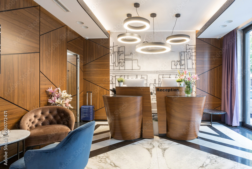 Interior of a modern luxury hotel reception Stock Photo | Adobe Stock