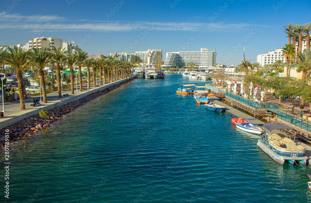 Israeli city Eilat park outdoor landmark photography in summer colorful ...