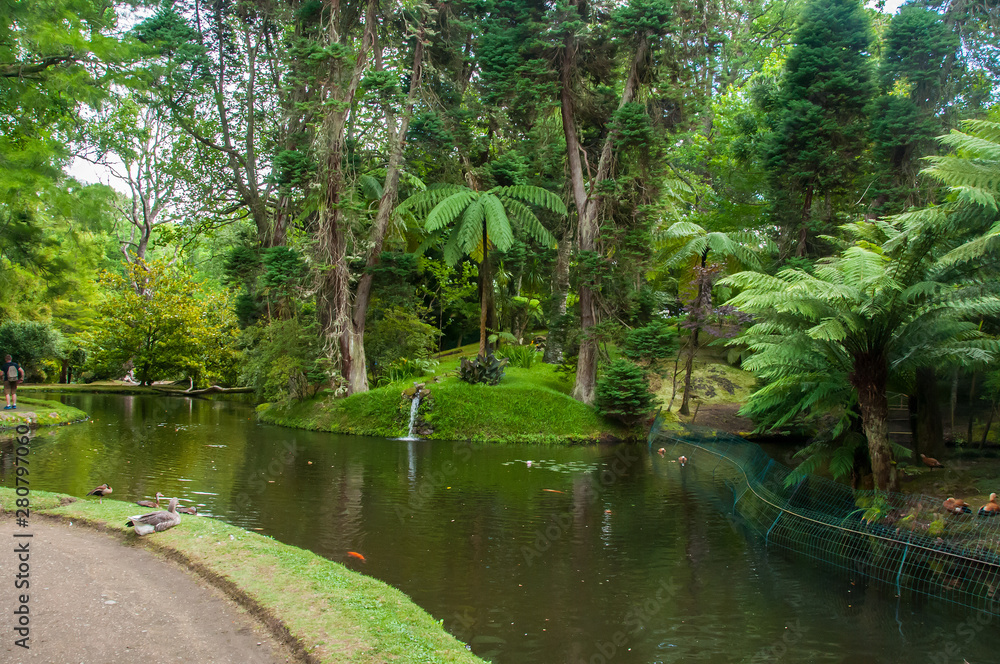 Terra Nostra Park in the Azores is a large botanical garden with a huge ...