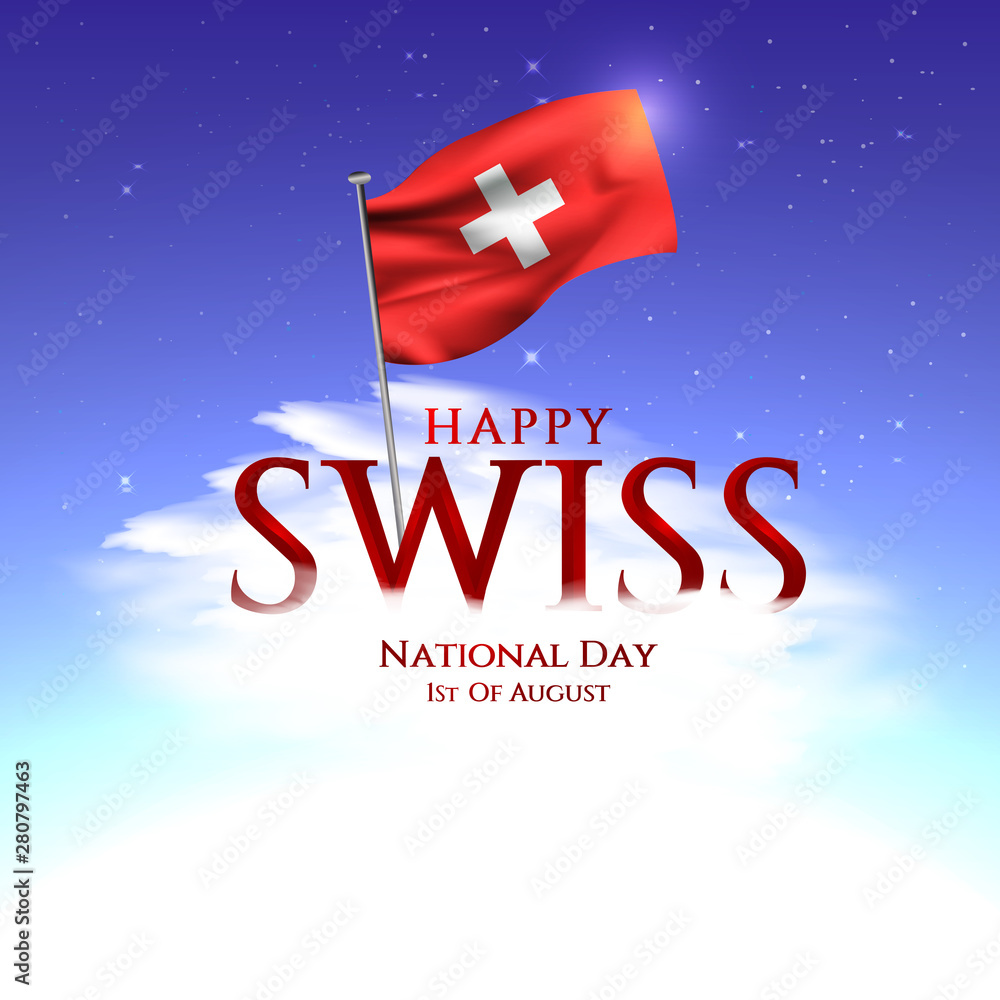 Swiss National Day celebration vector illustration with switzerland ...