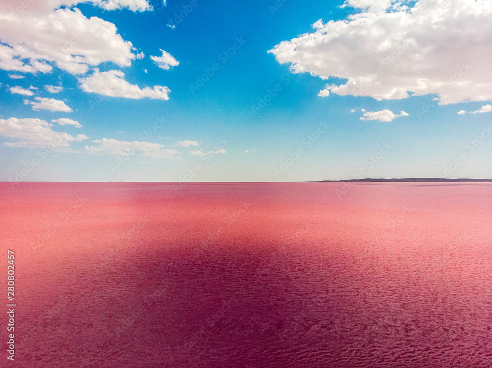 Aerial view of Lake Tuz, Tuz Golu. Salt Lake. Red, pink salt water. It ...