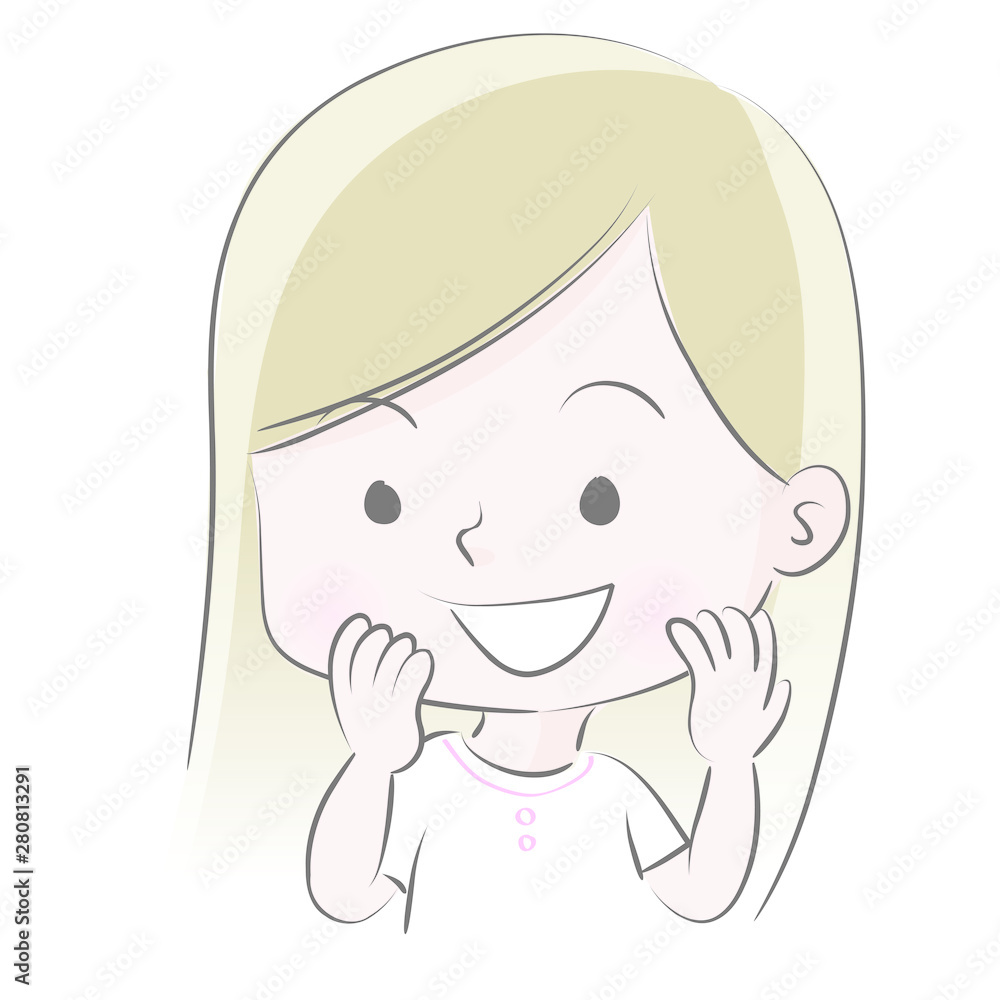 girl happy vector drawing art Stock Vector | Adobe Stock