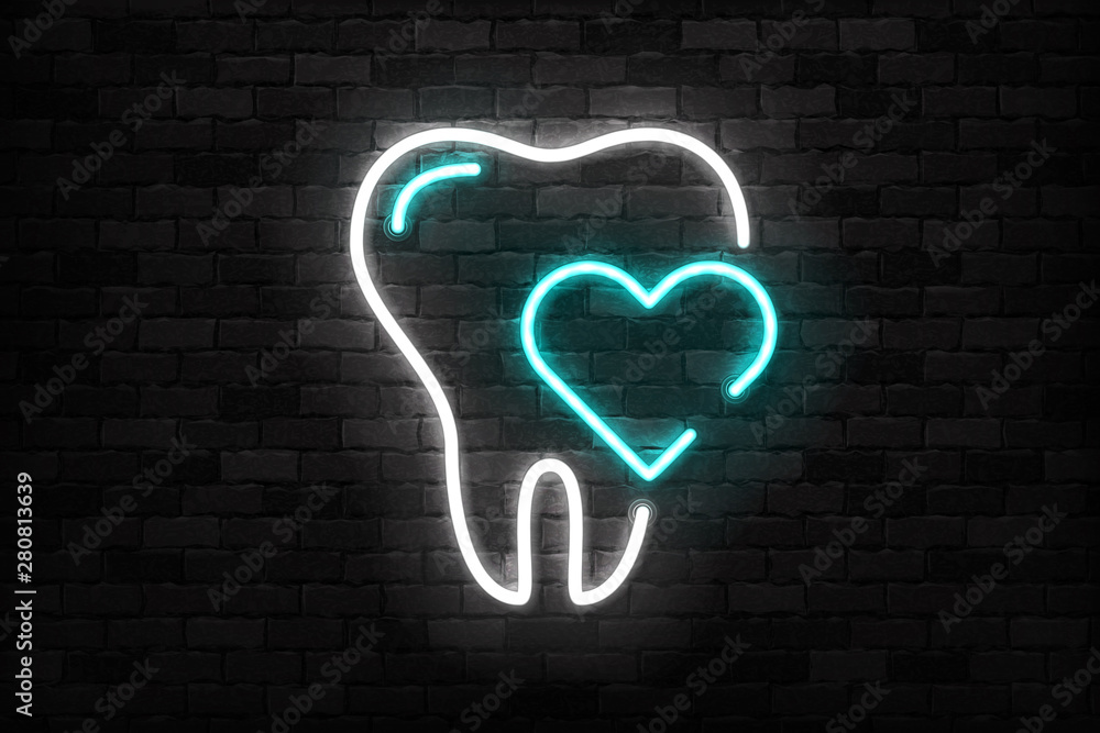 Vector realistic isolated neon sign of Tooth logo for template ...