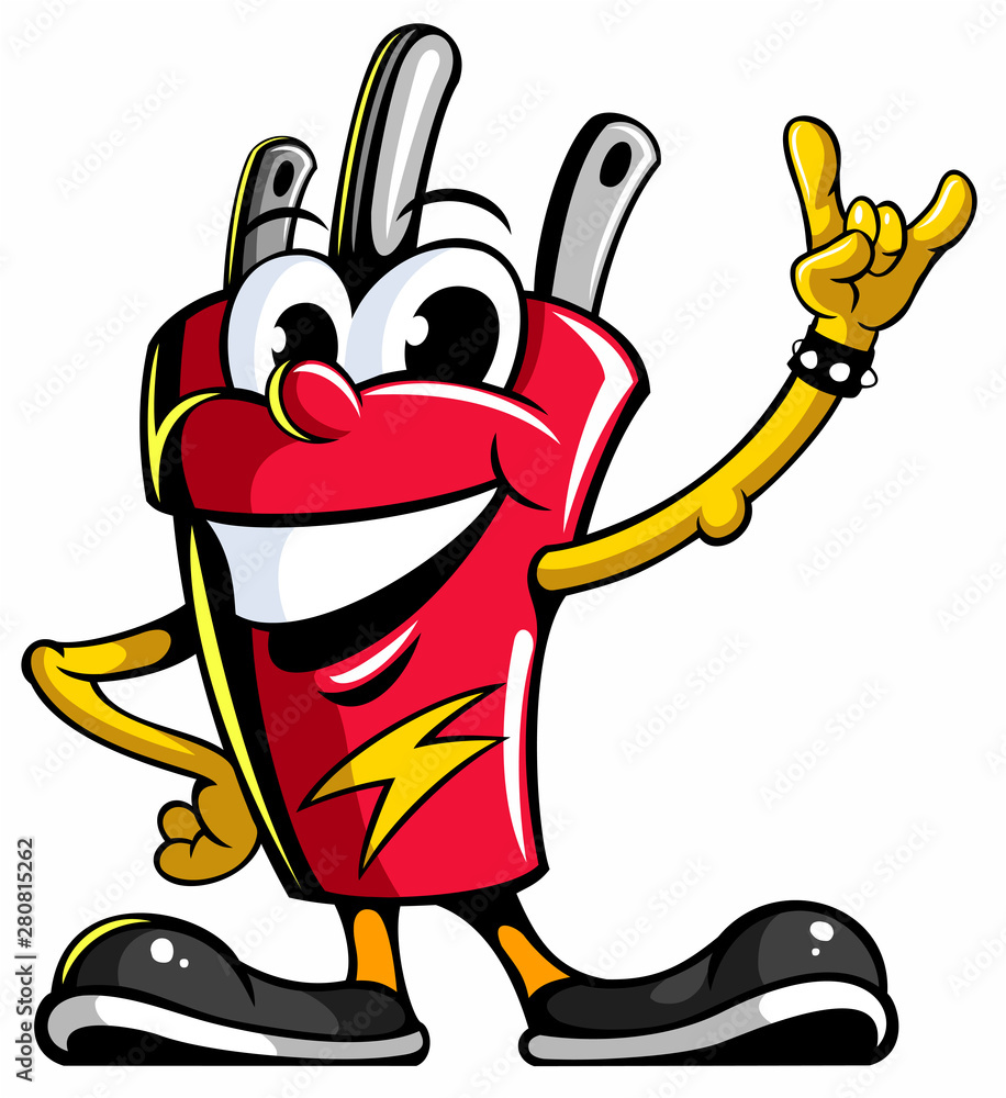 Cartoon style electrical outlet plug, vector cartoon character. Stock ...