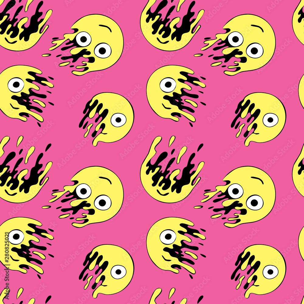 Emoticon, emoticons, emoji, vector, melt, fade, stylized, yellow, red ...