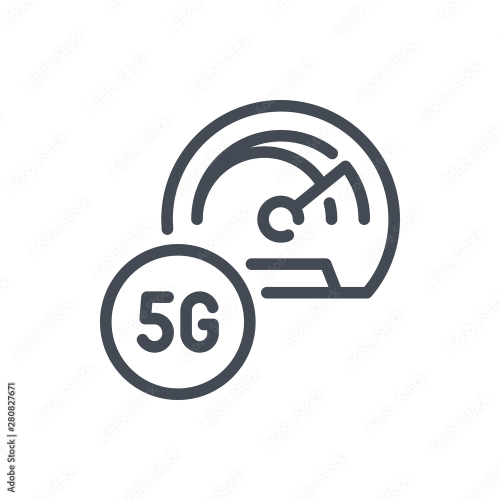 5G high speed network dashboard line icon. Vector outline sign. Stock ...