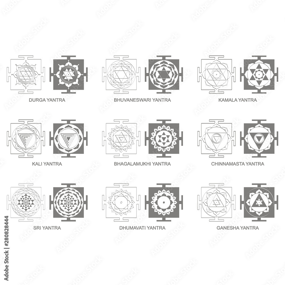 Vector icon with Yantra Hinduism symbols Stock Vector | Adobe Stock