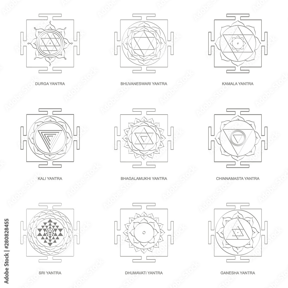 Vector icon with Yantra Hinduism symbols Stock Vector | Adobe Stock