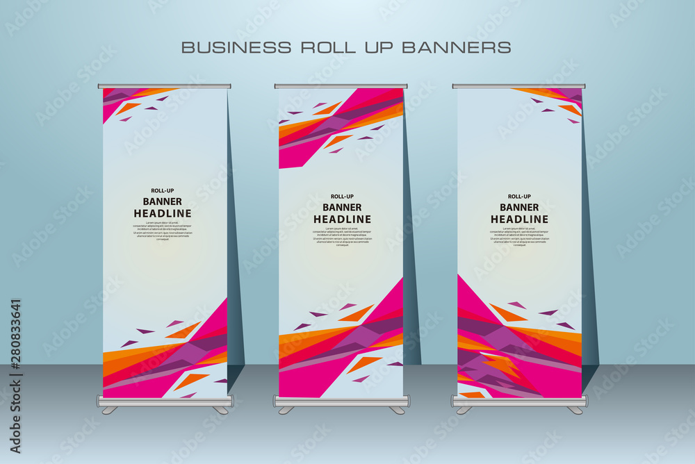Creative roll up banner stand template design. Vertical banner template ...