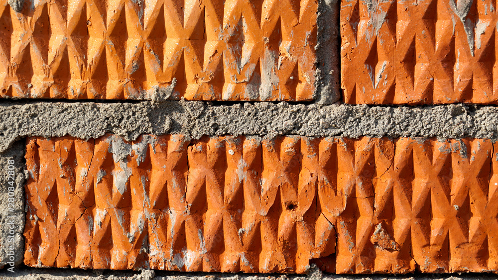 Bricks texture with lines and rhombuses, red wall, brickwork background ...