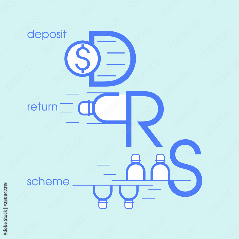Deposit return scheme pictorial symbol. DRS typographic design. Advance ...