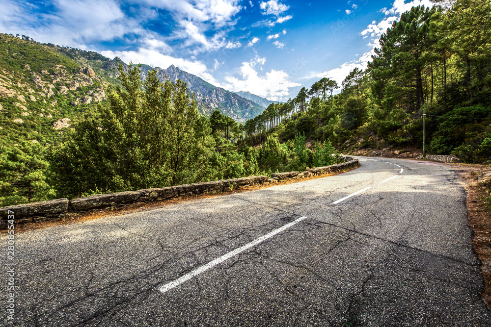 Verlassene Straße in wilder Natur auf Korsika Stock Photo | Adobe Stock