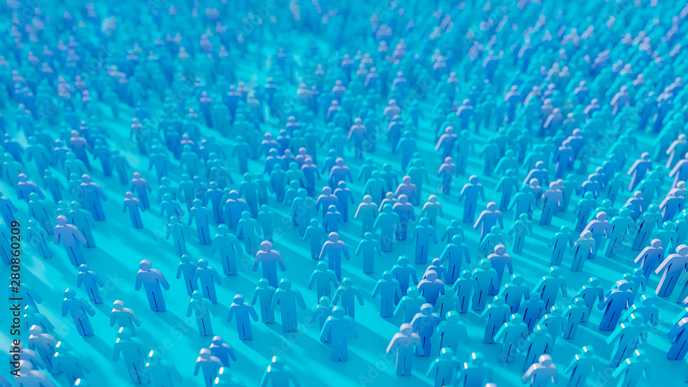 Infinite people crowd; corporate and teamwork concepts, 3d rendering ...