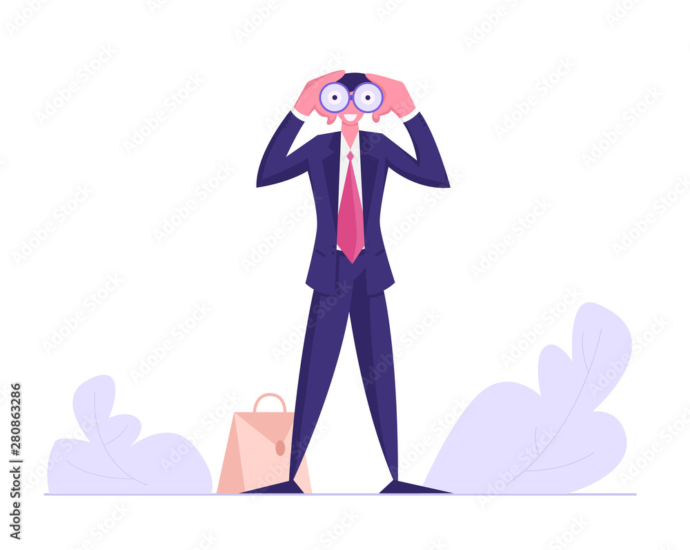 Businessman Watching to Binoculars, Business Vision, Recruitment ...