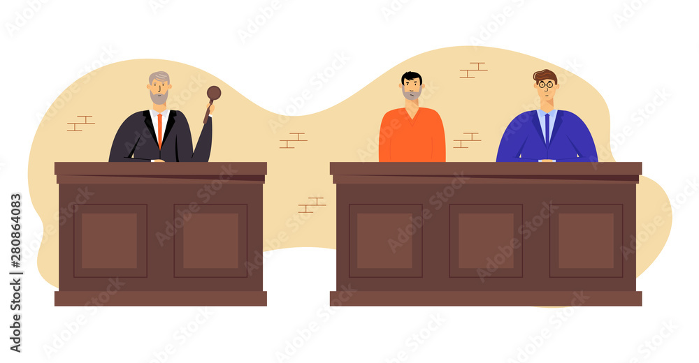 Tribunal and Justice Concept, Grey Haired Judge Wearing Black Gown Hold ...