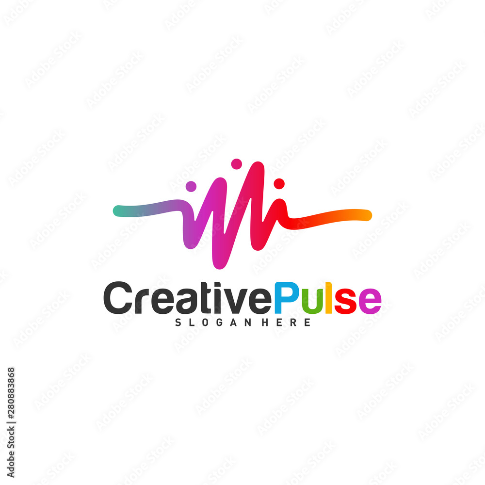 Colorful Pulse logo Concepts Vector. Pulse People Logo Design Template ...