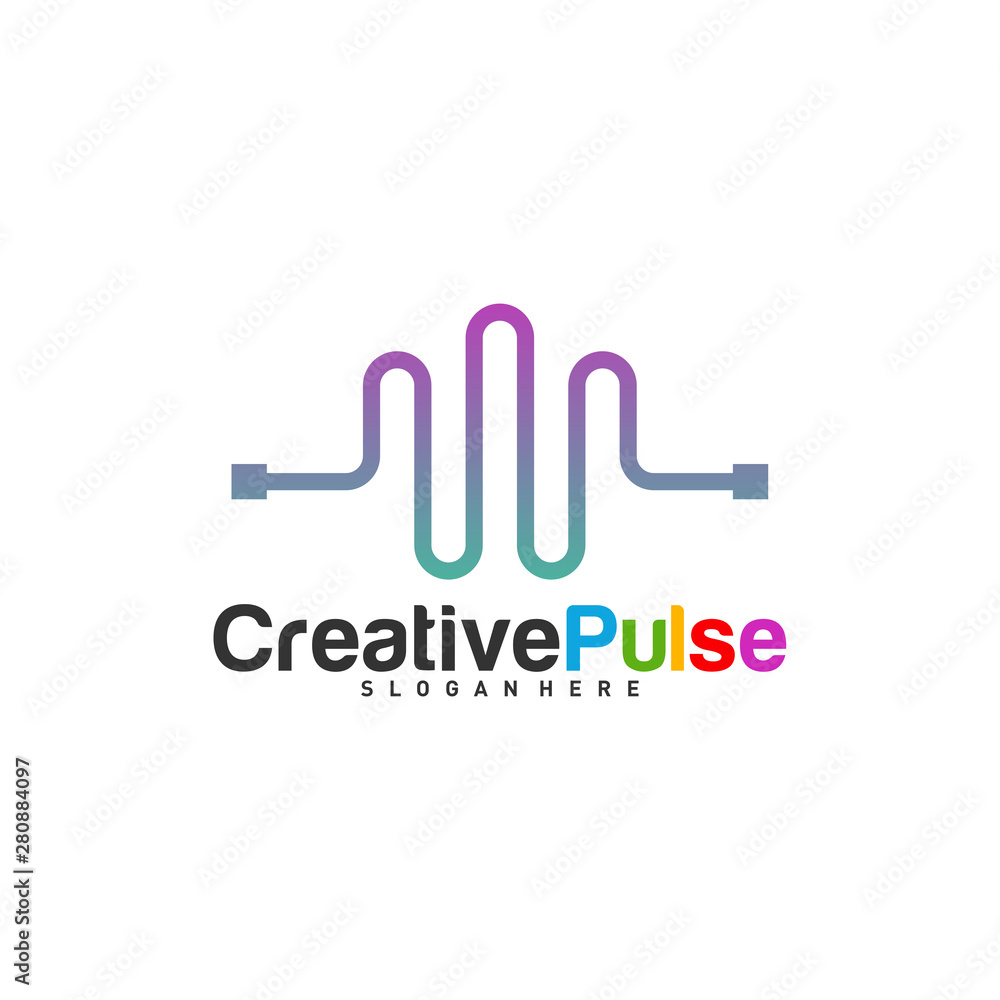 Colorful Pulse logo Concepts Vector. Pulse People Logo Design Template ...