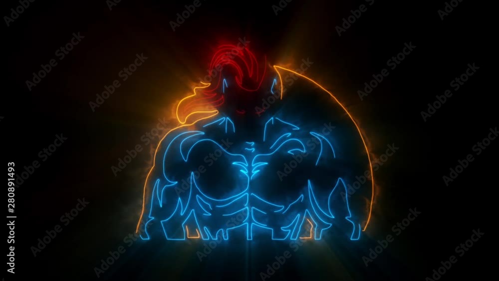 Colorful Spartan Warrior Logo with Reveal Effect & Light Rays Stock ...
