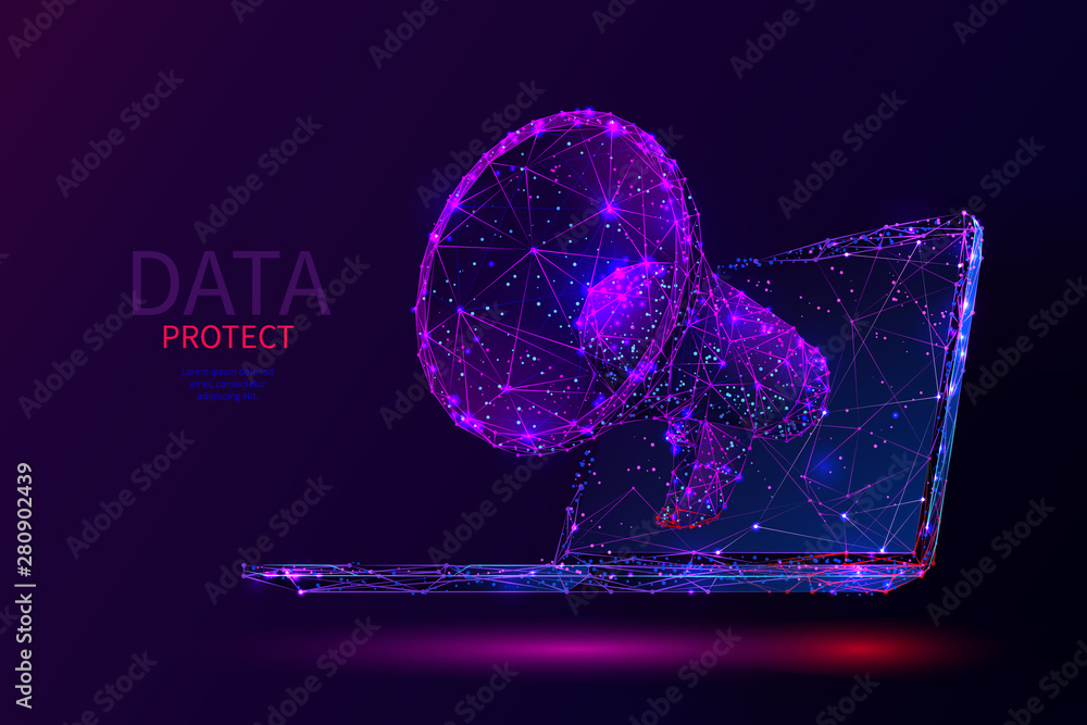 Purple digital marketing low poly wireframe illustration Stock Vector ...