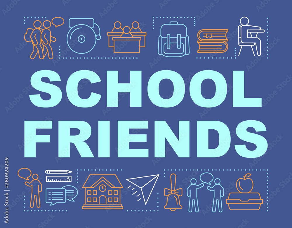School friends, classmates word concepts banner. Schoolmates ...