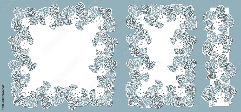 Set template for laser cutting and Plotter. Flowers, leaves for ...