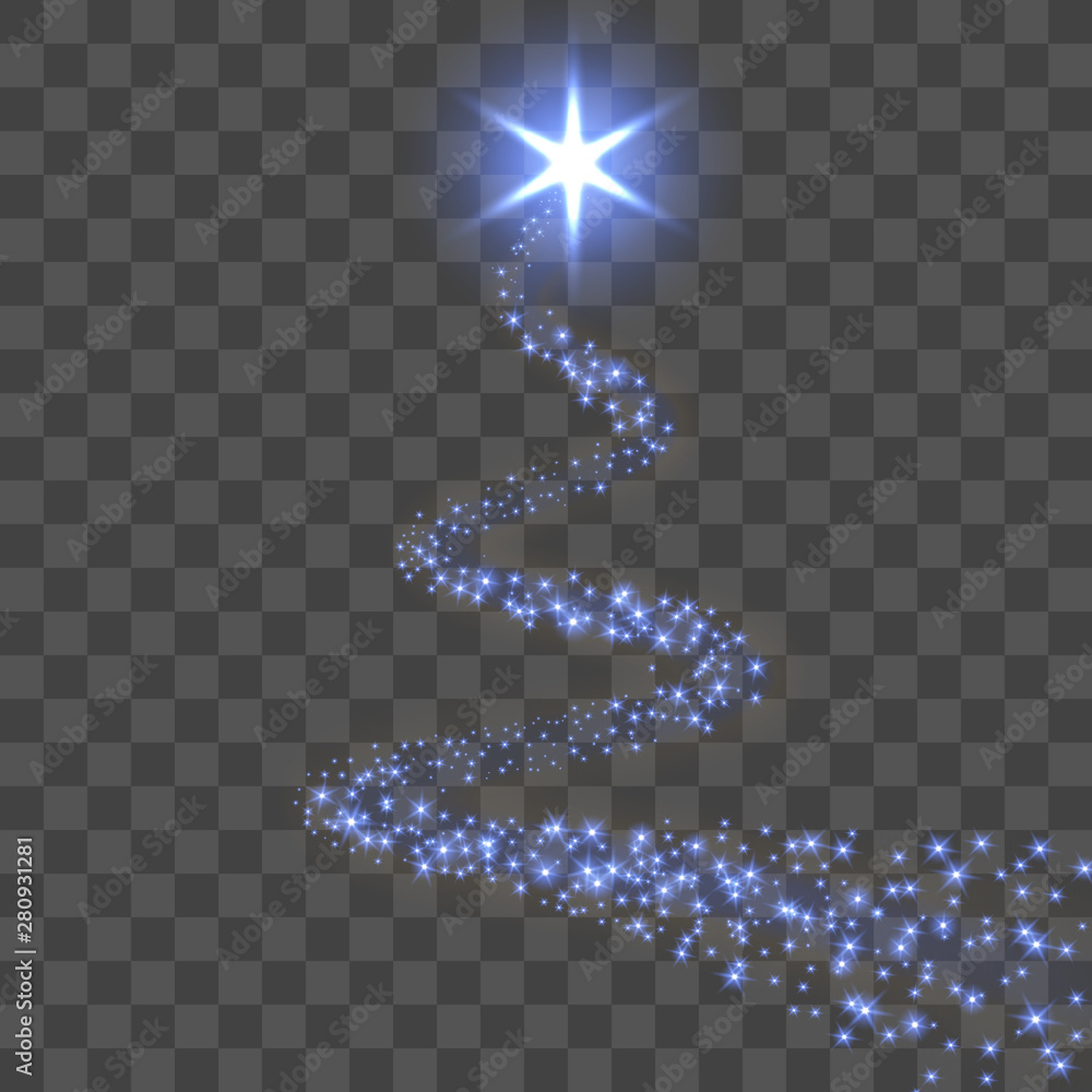 Star trail isolated black transparent background. Blue magic light ...