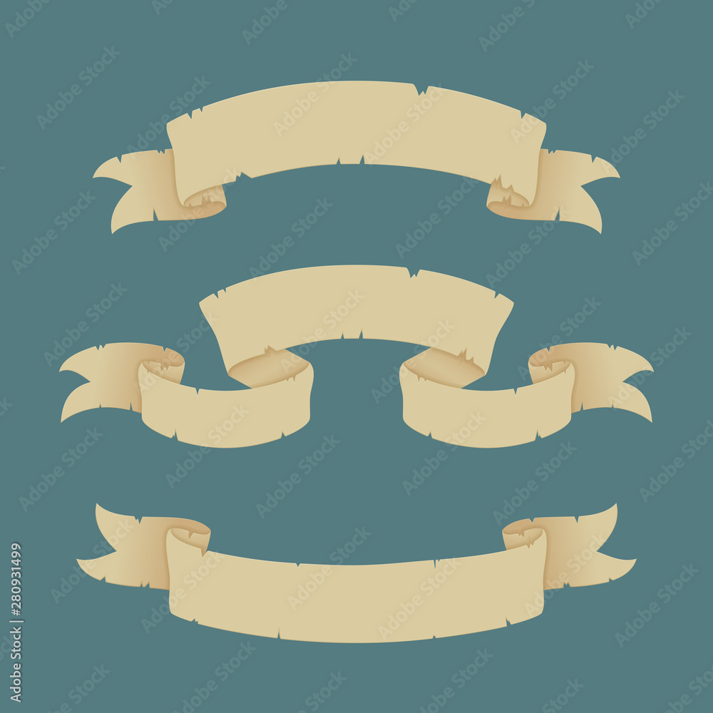 Set of old paper ribbon banners. Retro style. Vector Illustration ...