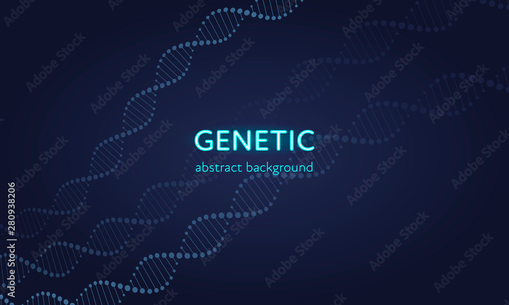Vector genetic abstract banner template. Neon color glowing ...