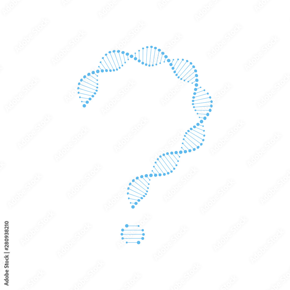 Vector genetic abstract banner template. Blue question mark of gene dna ...