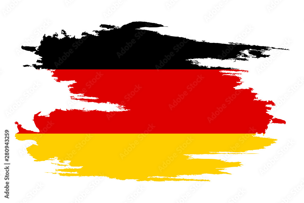German flag. Brush painted German flag. Hand drawn style illustration ...