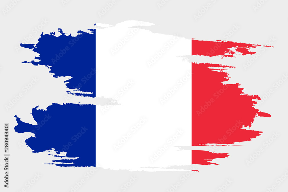 France Flag. Brush painted France Flag. Hand drawn style illustration ...