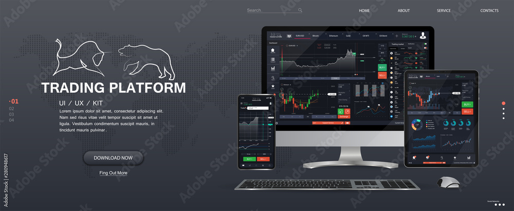 Trade platform UI design. Web Site Screen template. The concept of a ...