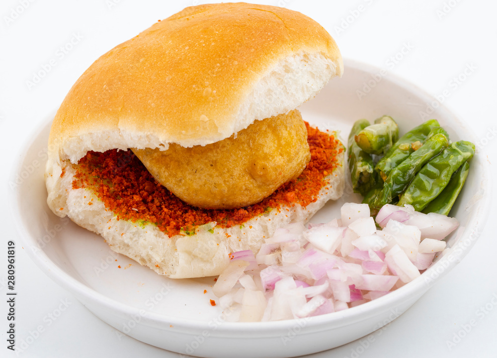 Indian Famous Street Food Vada Pav Also Know as Vada Paav, Wada Pav or ...