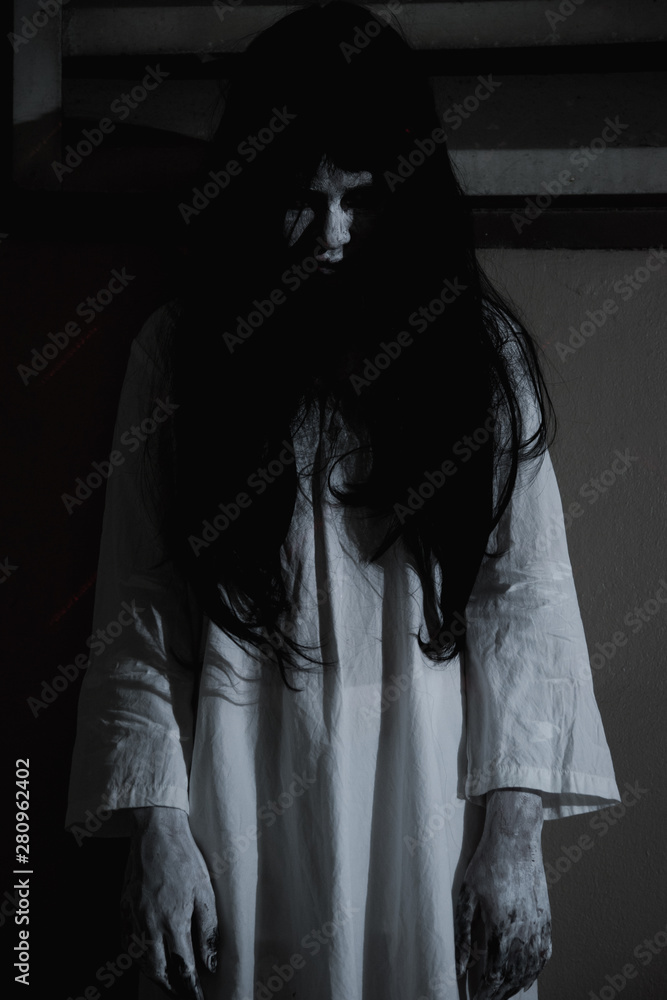 Woman ghost horror face her standing looking eyes, Stock Photo | Adobe ...