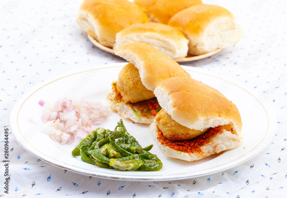 Indian Famous Street Food Vada Pav Also Know as Vada Paav, Wada Pav or ...