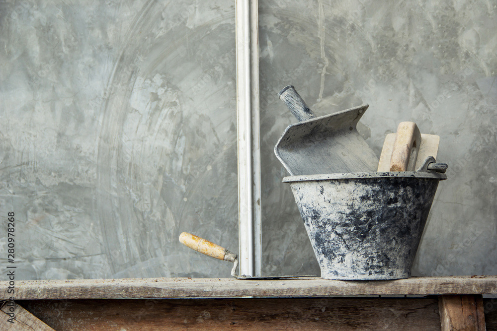 Set Plastering tools concrete to build wall with Gyan plaster, trowel ...