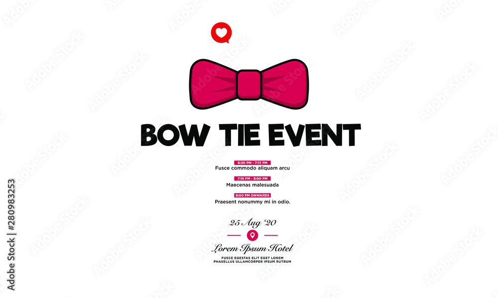 Bow Tie Event Invitation Design with Where and When Details Stock ...