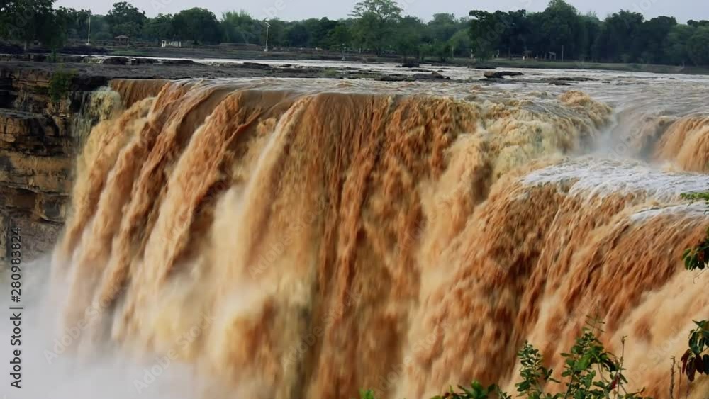 Chitrakoot waterfall swollen and silt filled after monsoon rains in ...