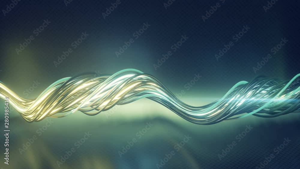 Flexible electrical cables. Curved glowing wires. Futuristic or sci-fi ...