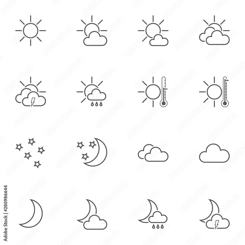 Meteorology line icons set. linear style symbols collection, outline ...