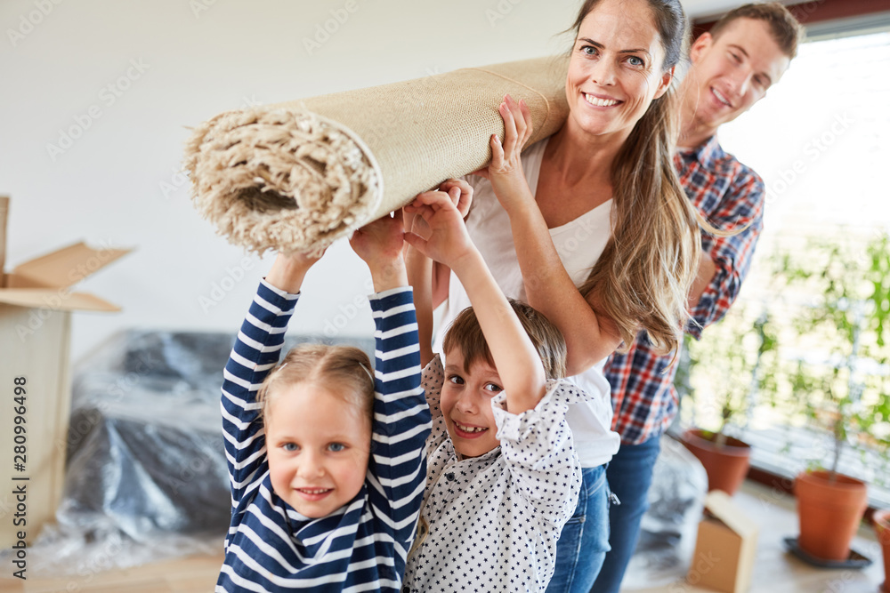 Children help parents to move Stock Photo | Adobe Stock